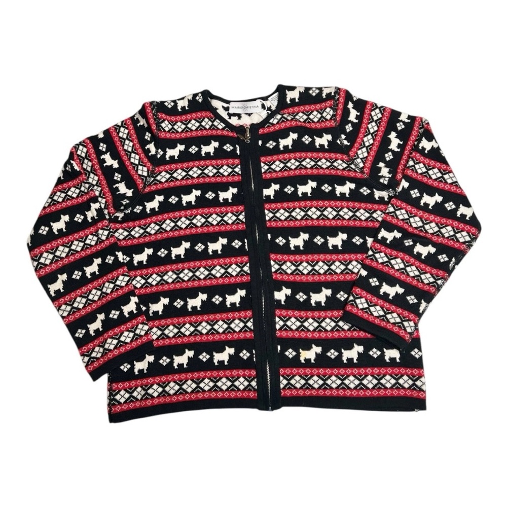 Marisa Christina Y2k Vintage Scottish Dog Cardigan Sz… - Gem